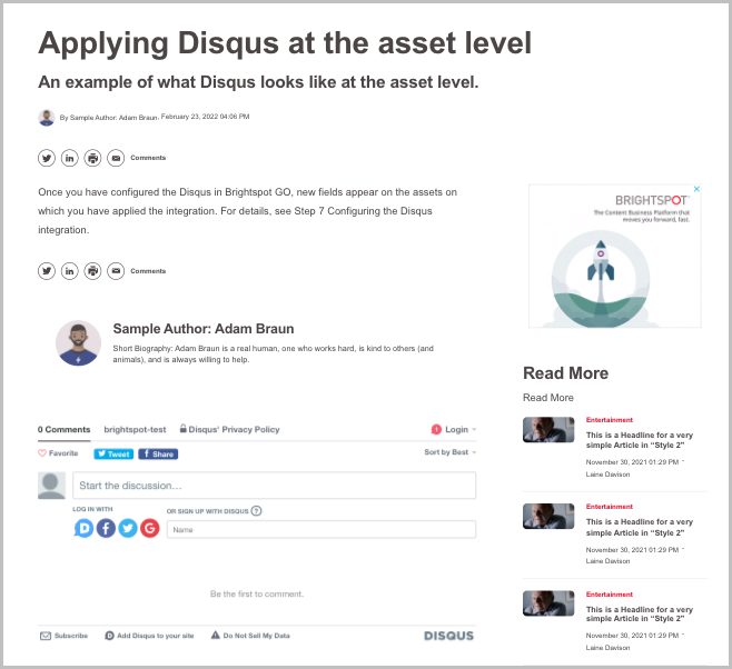 Configuring Disqus forum overrides at the asset level | Brightspot Docs